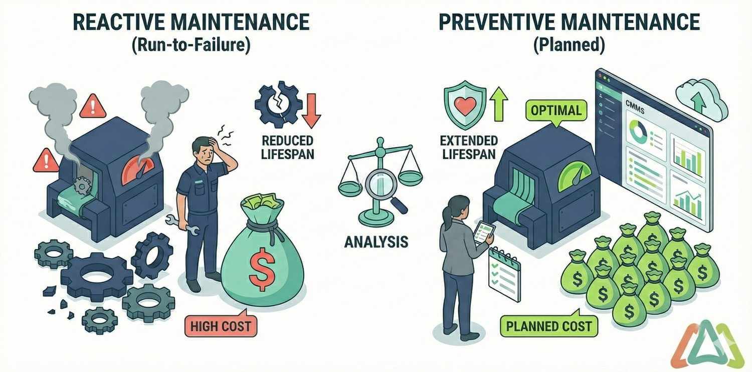 Preventive Maintenance vs. Reactive Maintenance Analysis